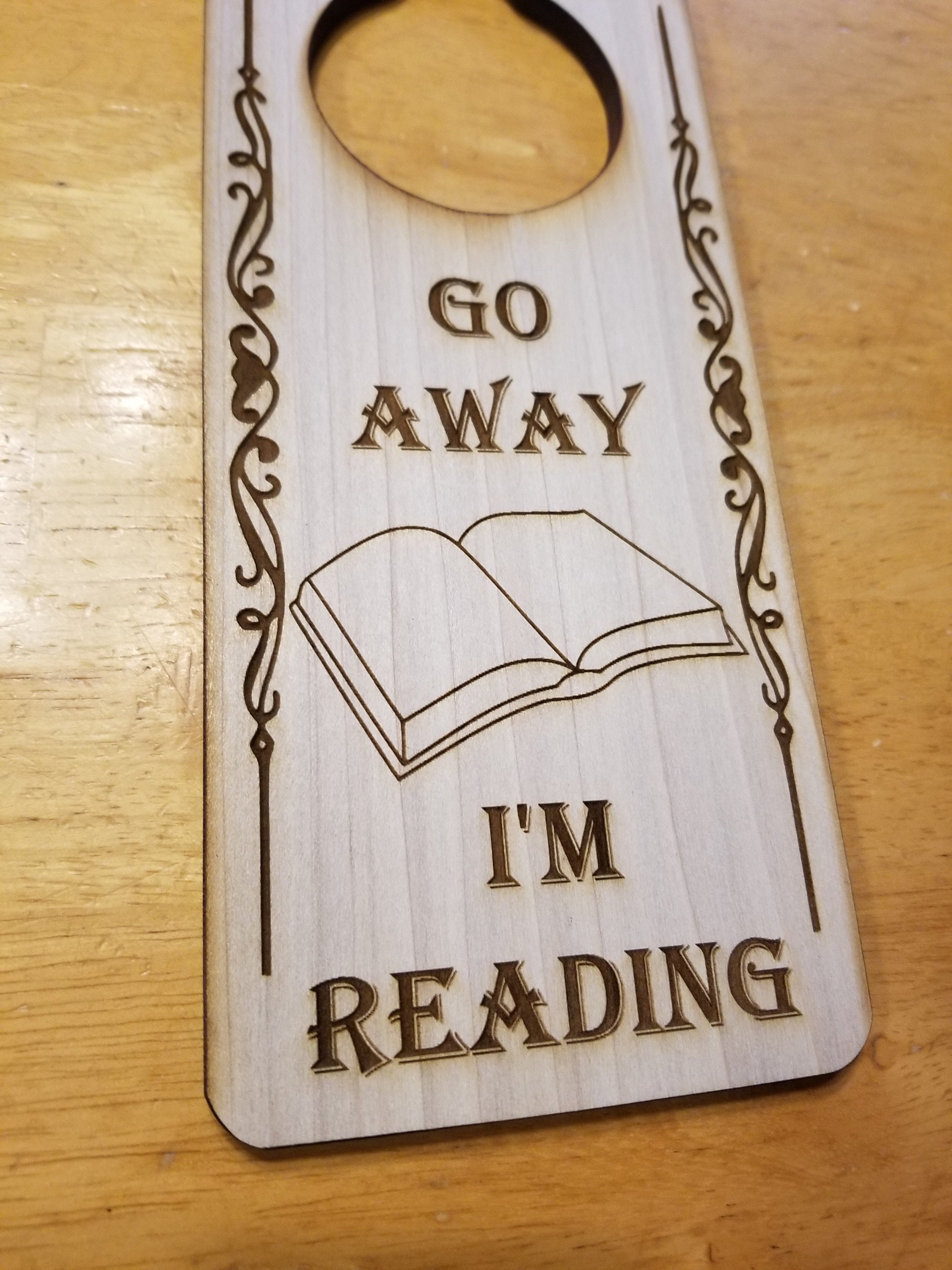 Go Away I'm Reading Do Not Disturb Engraved Door Hanger Sign - Etsy