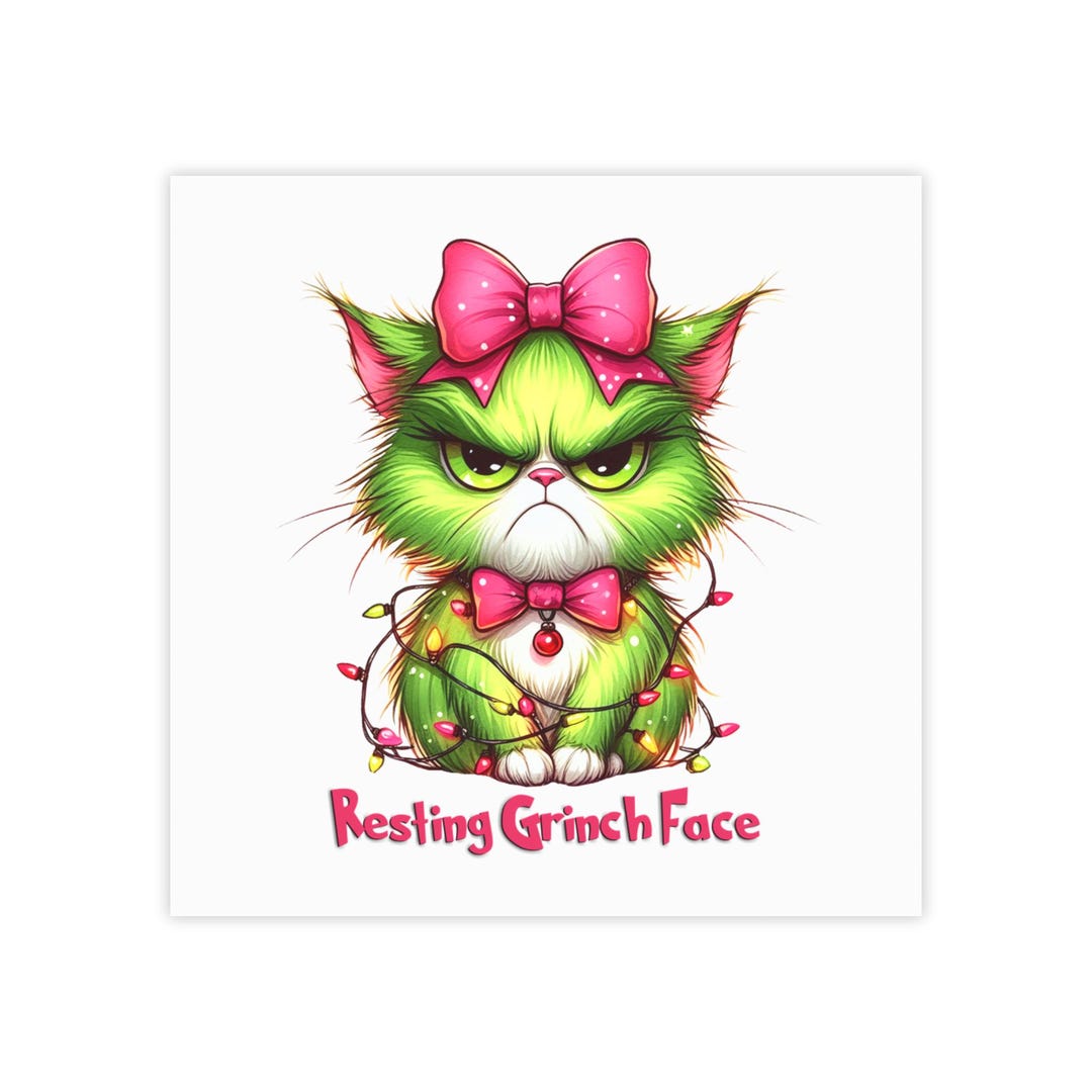 Resting Grinch Face Post-it Note Pad | Cute Grinch Cat Holiday Notes - Etsy