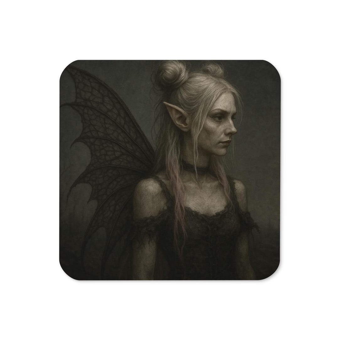 Gothic Fairy Coaster - Dark Fantasy Magical Fae Home Decor Art Gift for ...