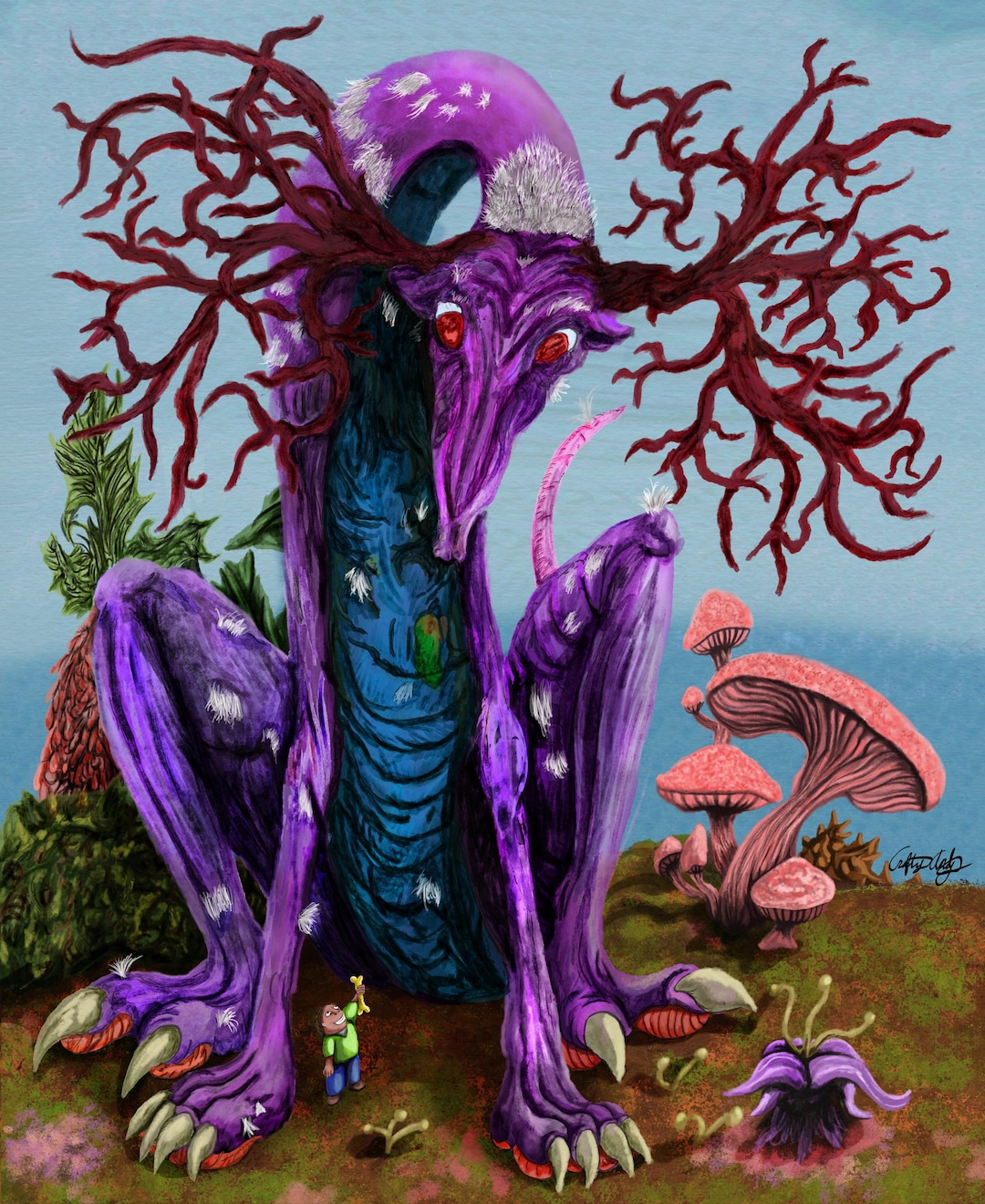 Dogo Monster Illustration for Wall Hanging Fantasy Art Print for Family ...
