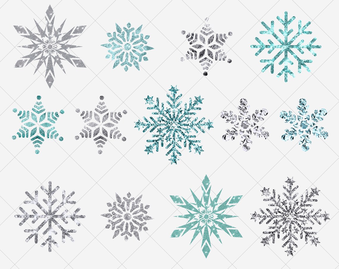 Glitter Snowflakes Clipart Glitter Snowflake PNG Christmas | Etsy