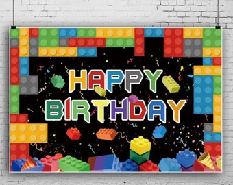 Printable Custom Brick Building Block Party Sign Banner Sign Decor ...