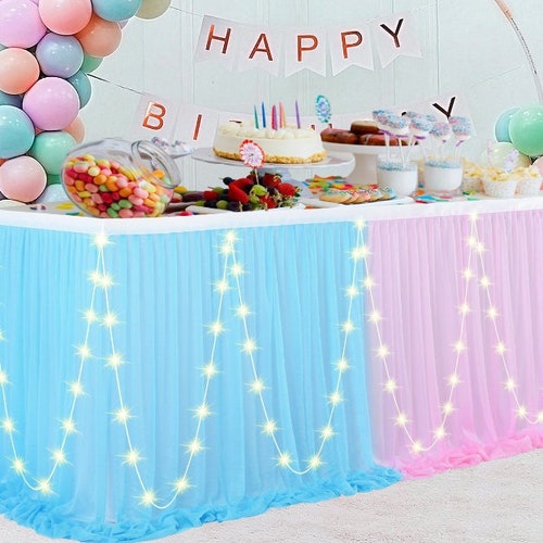 Table Skirt With LED Light Birthday Dessert Table Tablecloth - Etsy