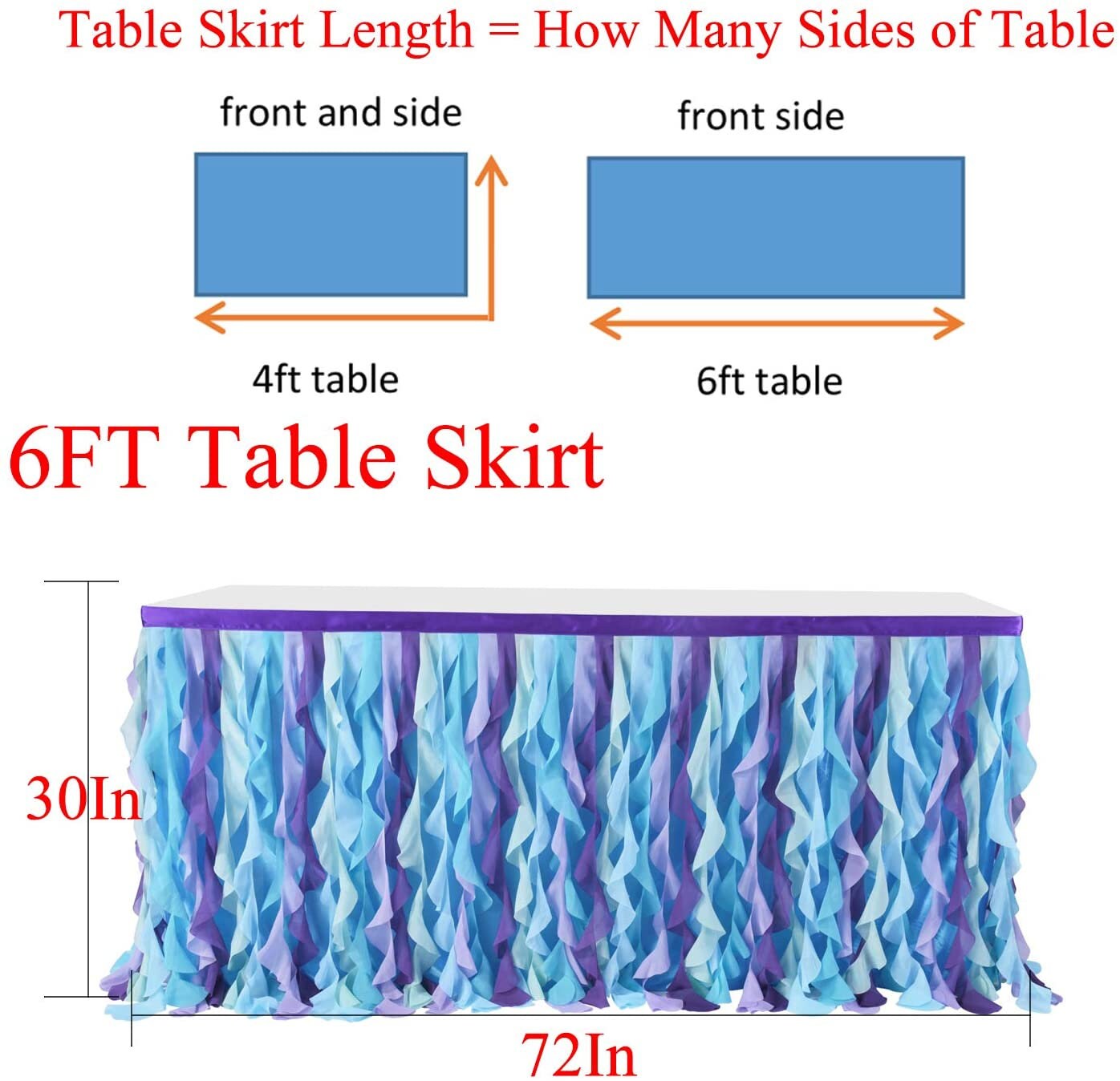 Mermaid Curly Willow Table Skirting Blue Ruffle Table Skirt - Etsy UK