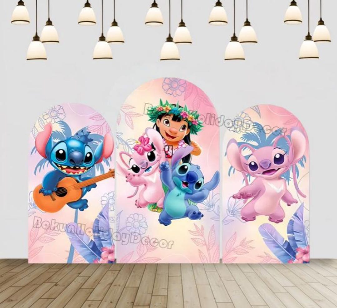 Stitch Angel Arch Backdrop Cover, Hawaii 1st Birthday Photography ...