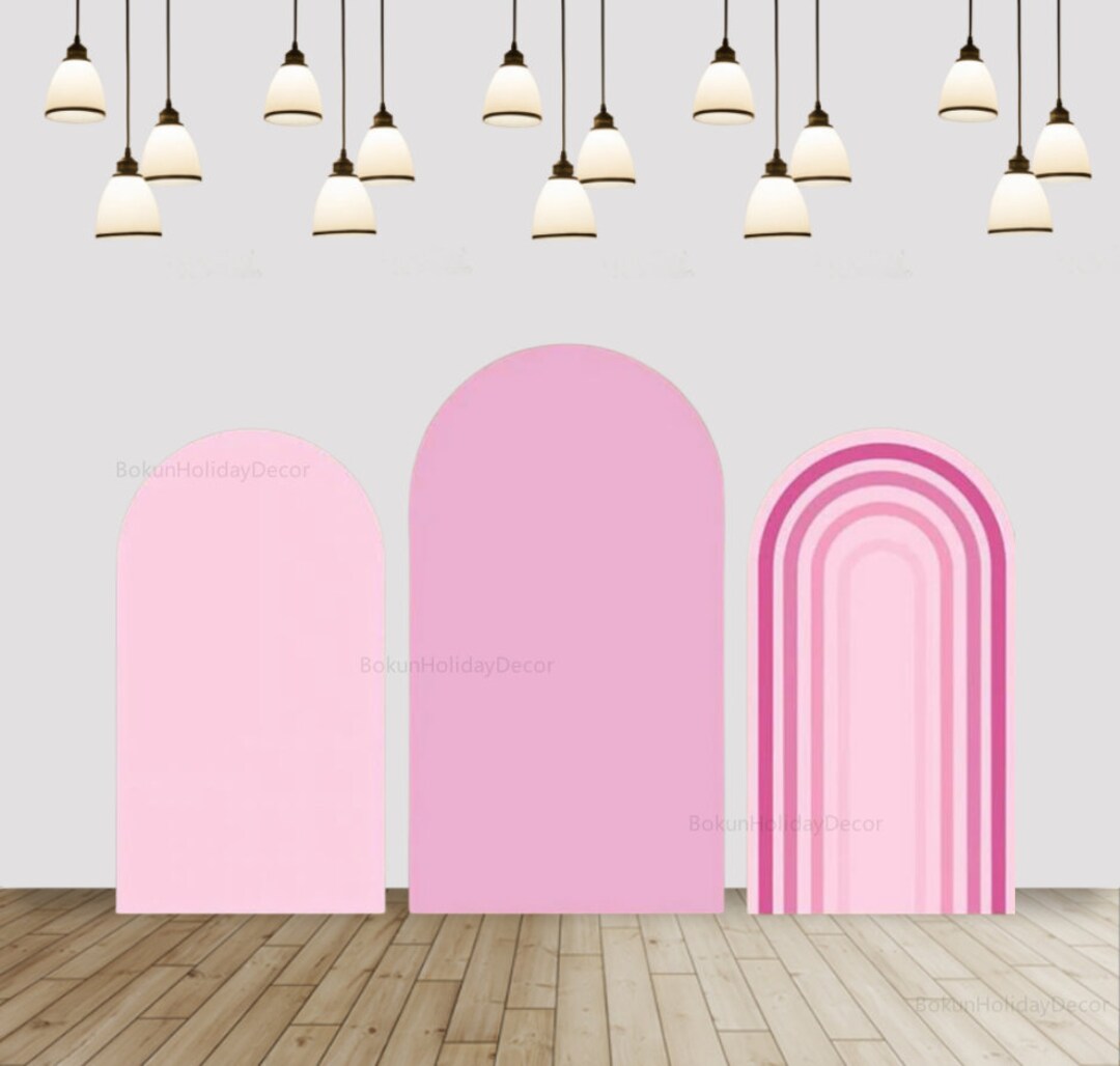 Birthday Party Arch Wall Chiara Backdrop Pink Solid Color Arched ...