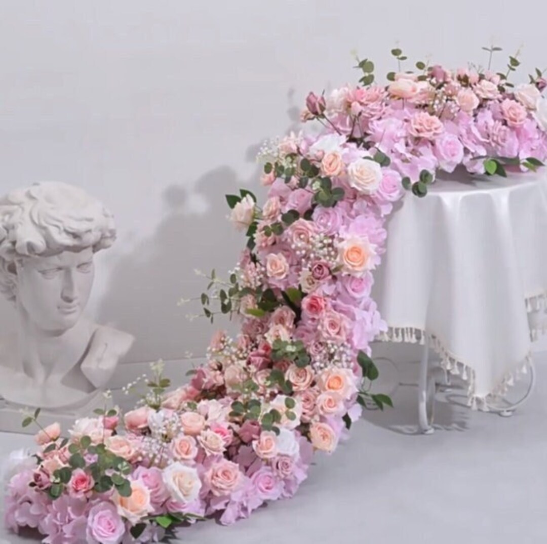 Light Purple Silk Rose Flower Runner Reception Table Runner Wedding ...