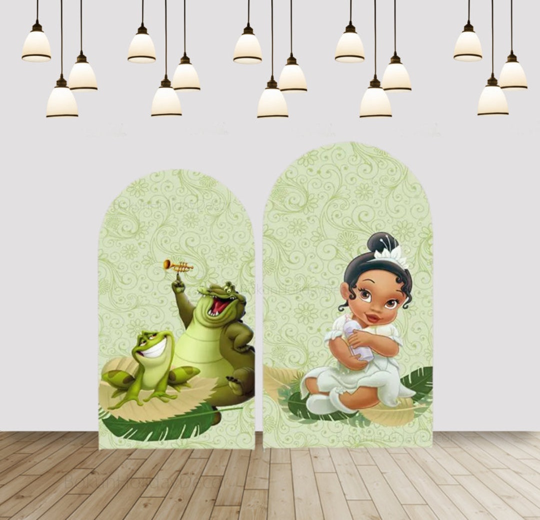 Princess Tiana Arched Backdrop Cover, Cartoon Birthday Party Decoration ...