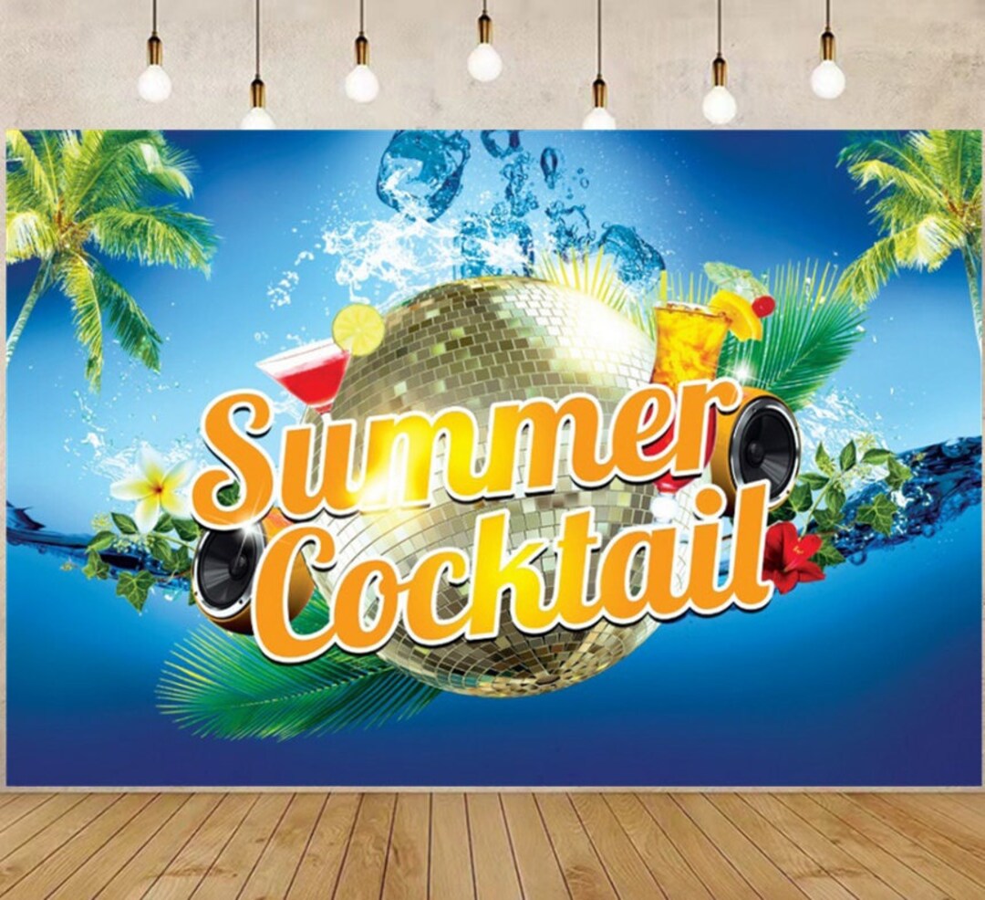 Summer Cocktail Party Backdrop, Tropical Theme Vinyl Poster - Etsy