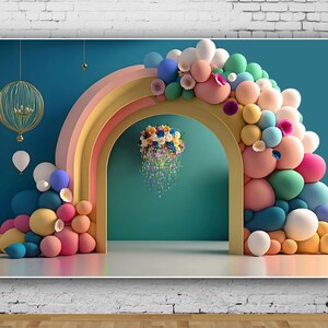 Colorful Balloons Arch Photography Backdrop for Baby Shower Vinyl ...