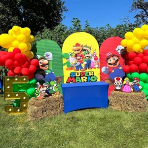 Mario Bros Birthday Arch Backdrop Cover, Party Photo Booth - Etsy