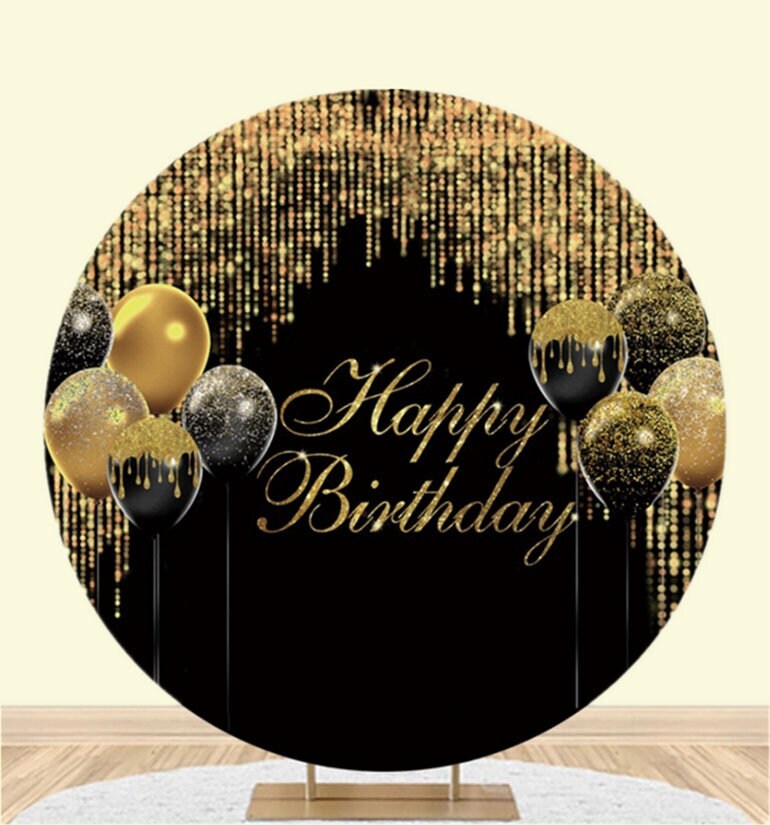 Gold Black Glitter Balloons Round Photo Photography Backdrop - Etsy