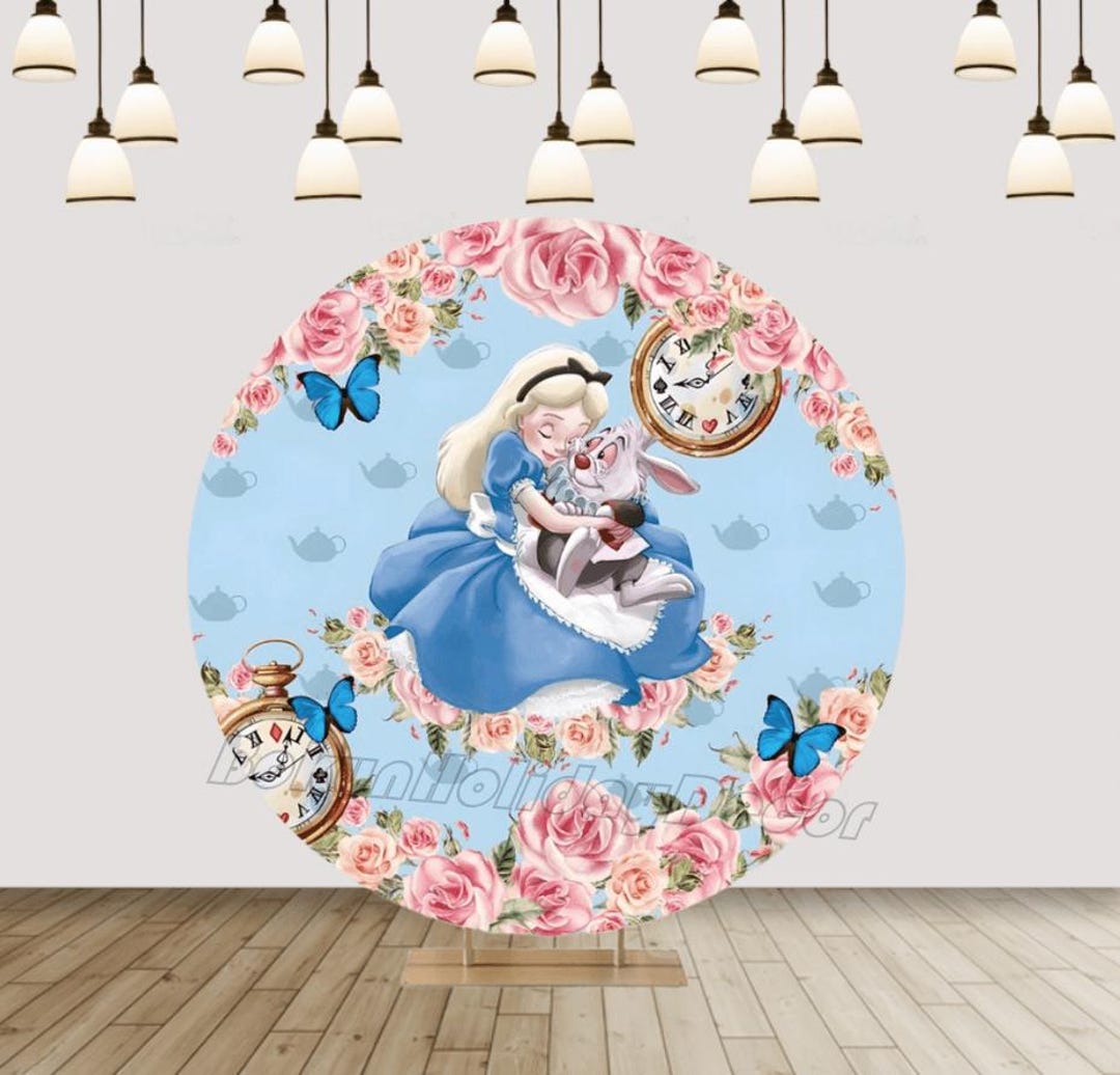 Alice in Wonderland Round Backdrop Cover Kids Birthday Decoration ...
