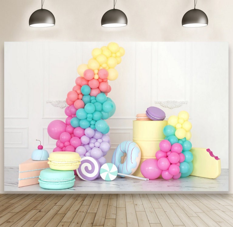 Baby 1st Birthday Photography Backdrop Vinyl Sweet Candy Cake Backdrops ...