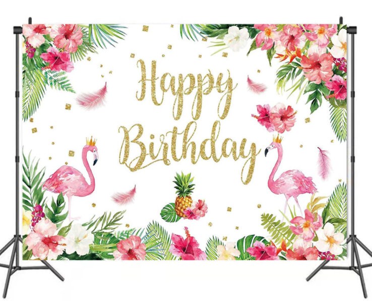 Summer Flamingo Photography Backdrop Tropics Plant Flowers - Etsy