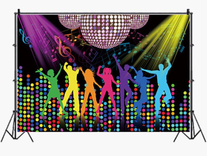 Disco Music Dancing Lights Backdrop Let's Glow Crazy Carnival ...