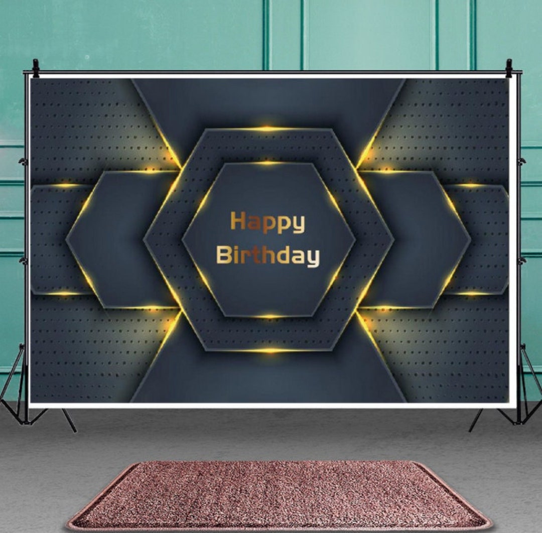 Gold Glitter Birthday Backdrop Banner Geometric Pattern - Etsy