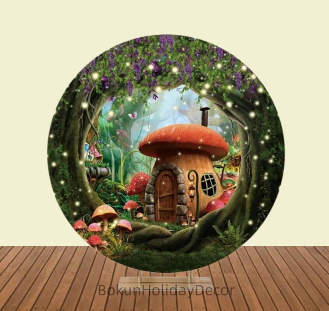 Fairy Tale Forest Round Backdrops Trees Grassland Mushroom Elves Baby ...