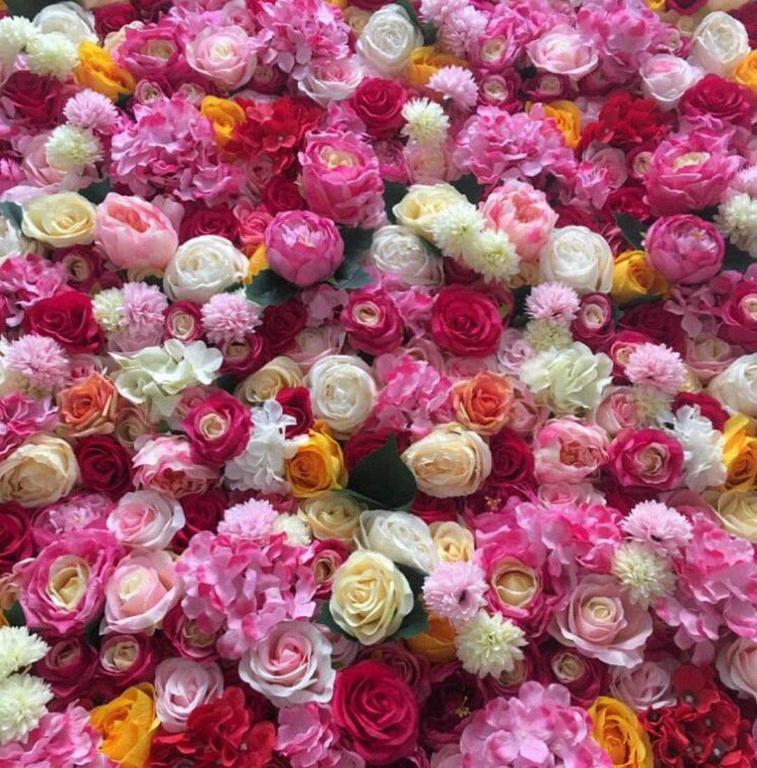 3D Flower Wall Panel: Silk Rose & Hydrangea Backdrop (24x16 Inch) - Etsy