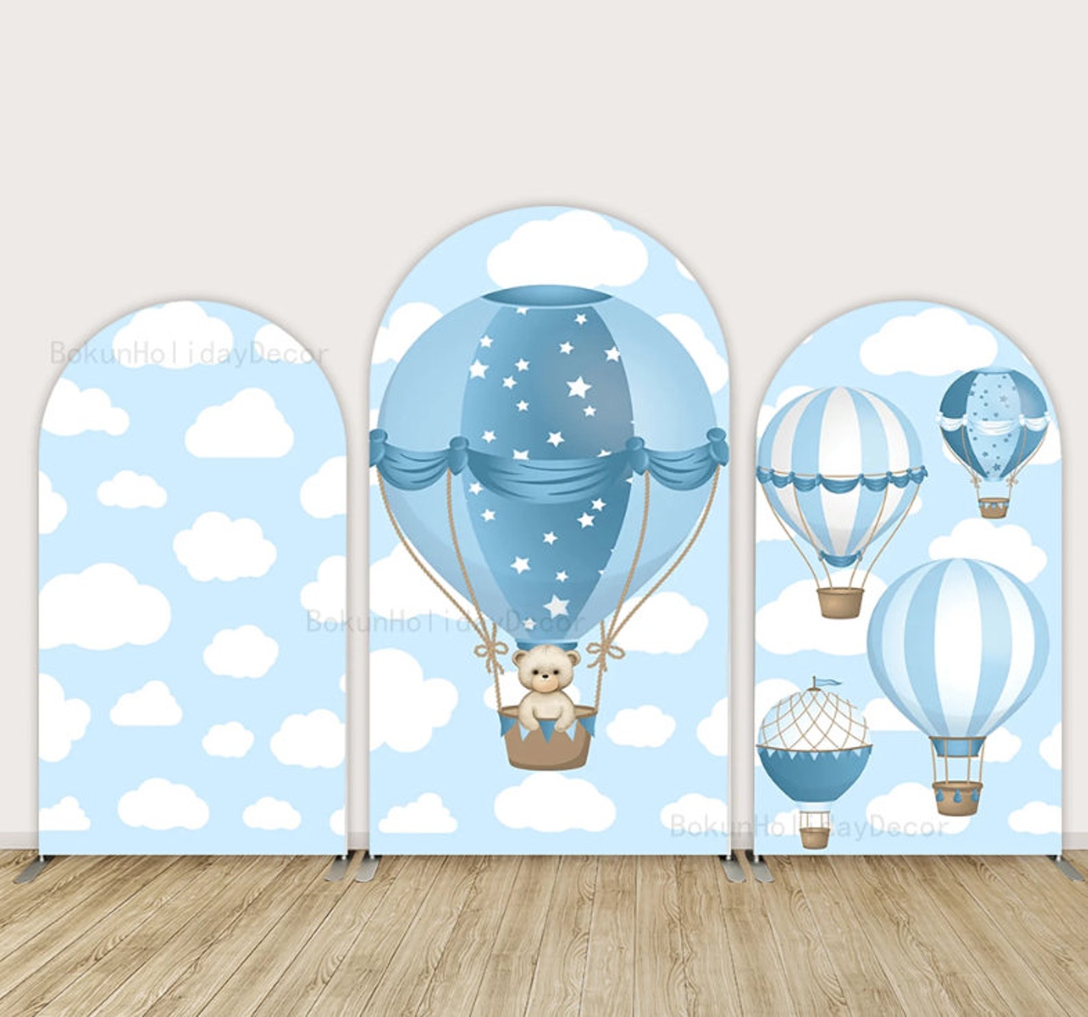 Light Blue Hot Air Balloon White Clouds Arch Backdrop Birthday - Etsy