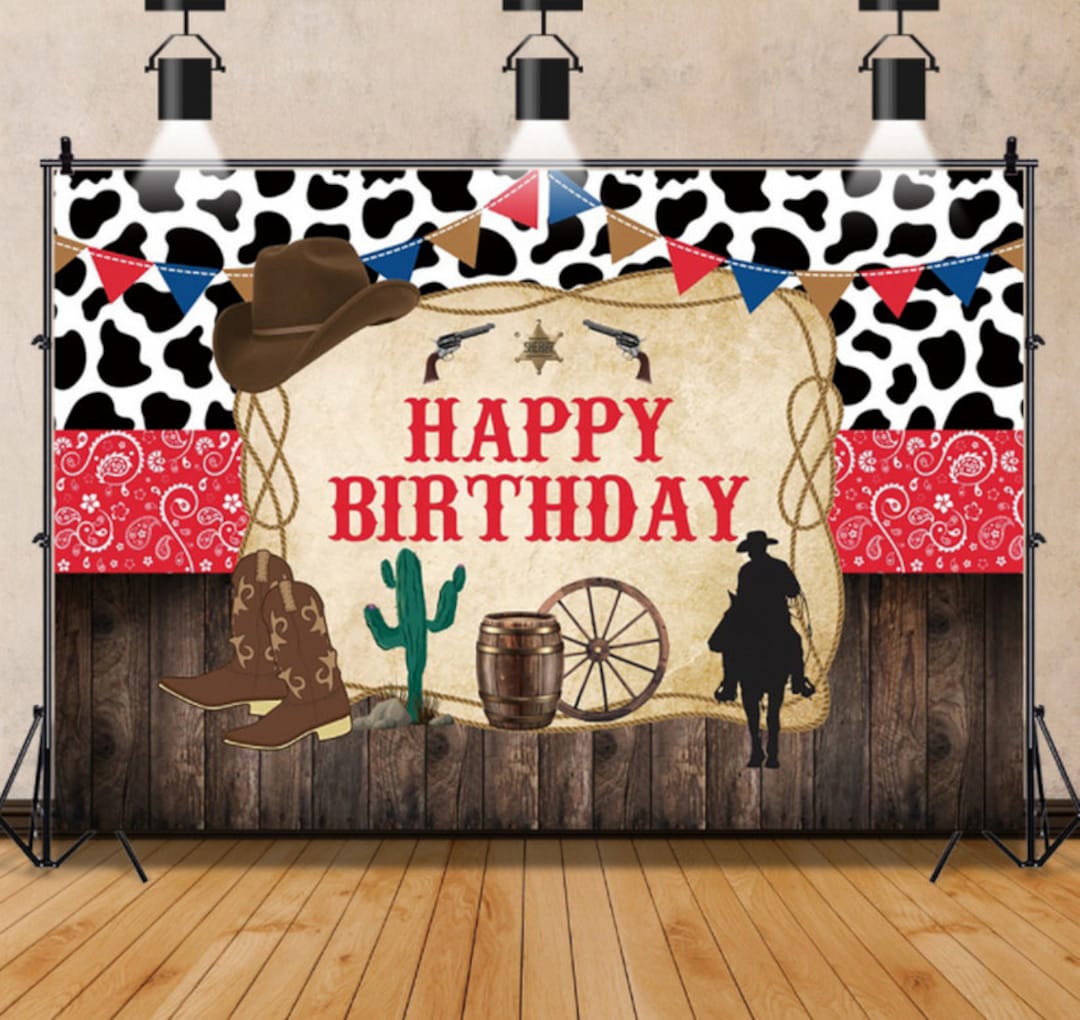 Happy Birthday Photography Backdrops Farm Cowboy Barn Hay Background ...