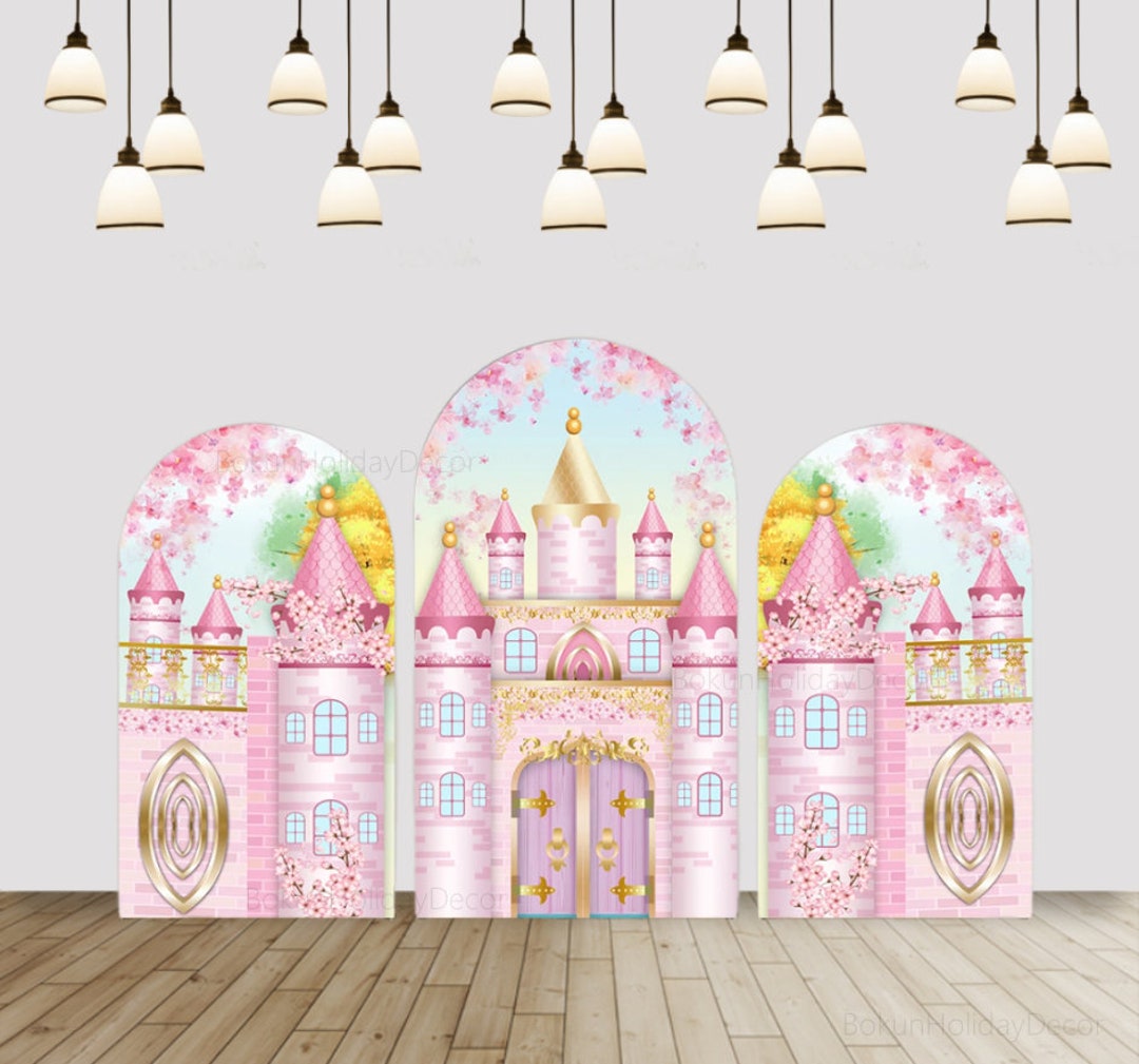 Pink Princess Castle Arch Backdrop Cover, Kids Birthday Party - Etsy