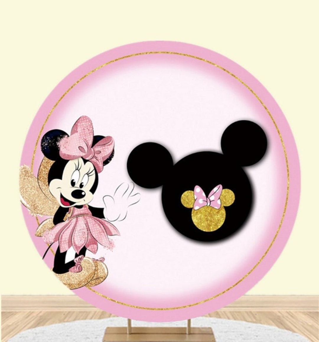 Cartoon Pink Minnie Princess Round Photography Backdrop Cover - Etsy