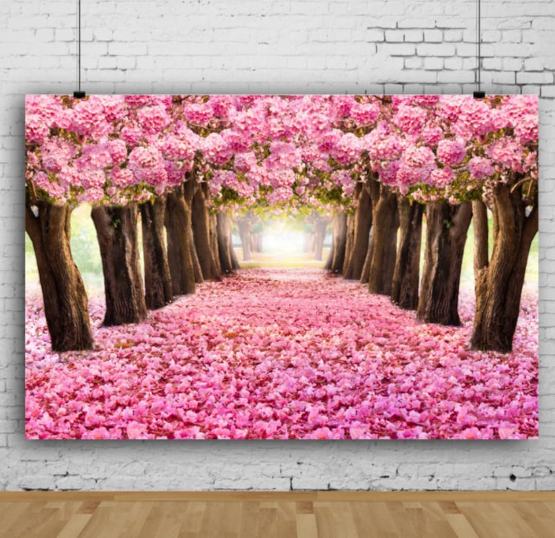 Pink Flower Trees Photography Backdrop, Wedding Engagement Banner - Etsy