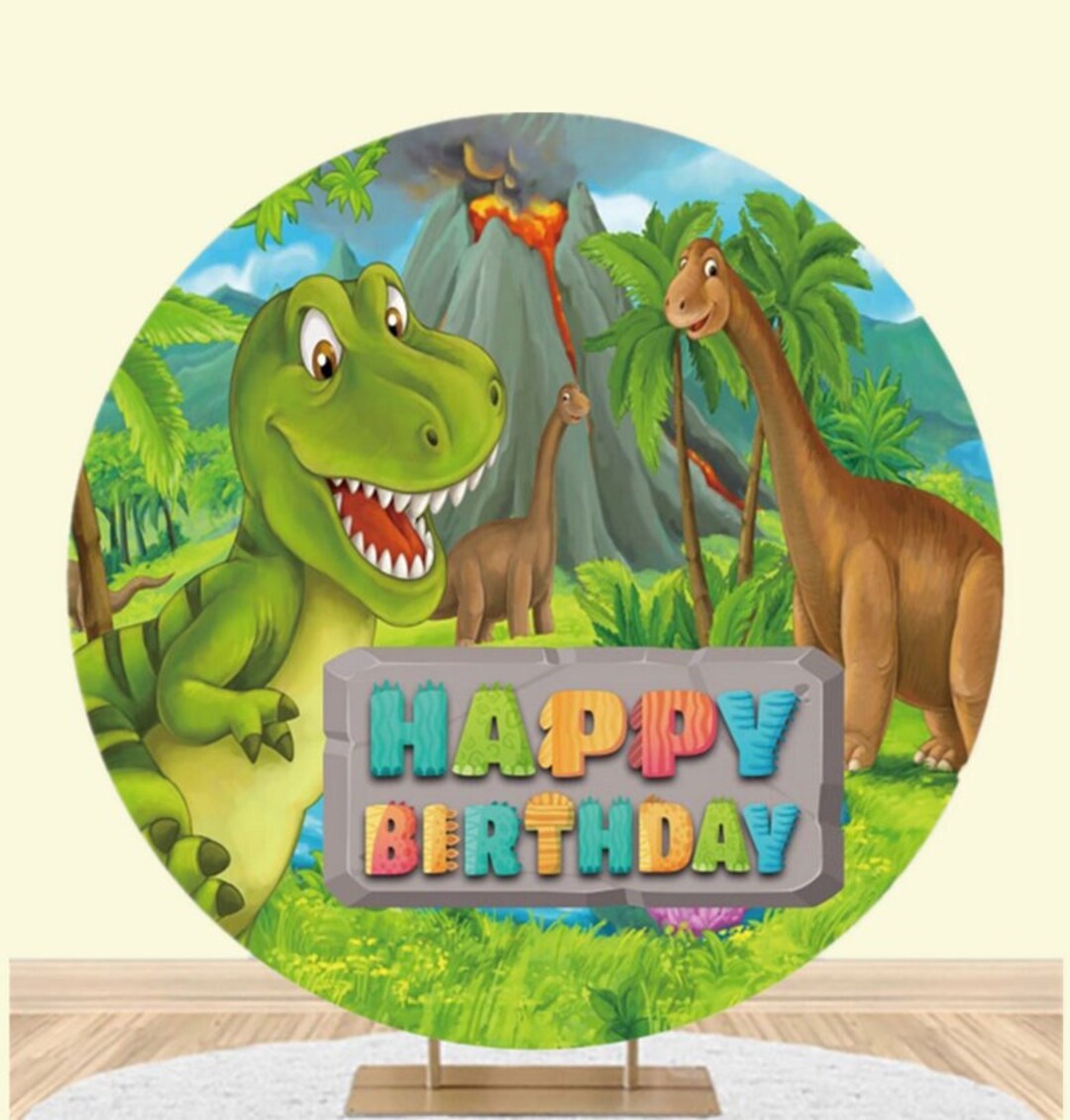 Cartoon Forest Dinosaur Round Backdrop Cover Children Newbor - Etsy
