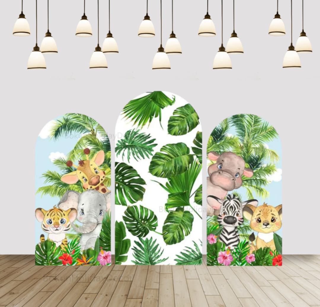 Jungle Animals Arch Backdrop Cover, Tropical Birthday Party Decor - Etsy