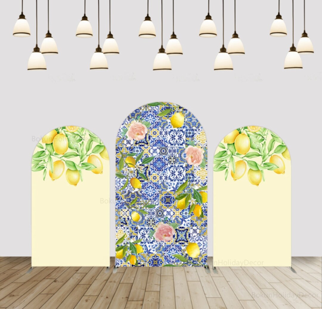Yellow Mediterranean Lemon Porcelain Arch Backdrop Cover Double-sided ...
