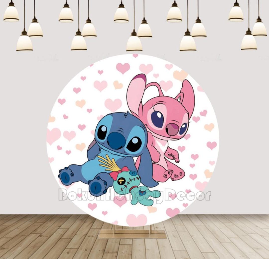 Lilo & Stitch Round Backdrop Cover, Baby Birthday Party Decor - Etsy