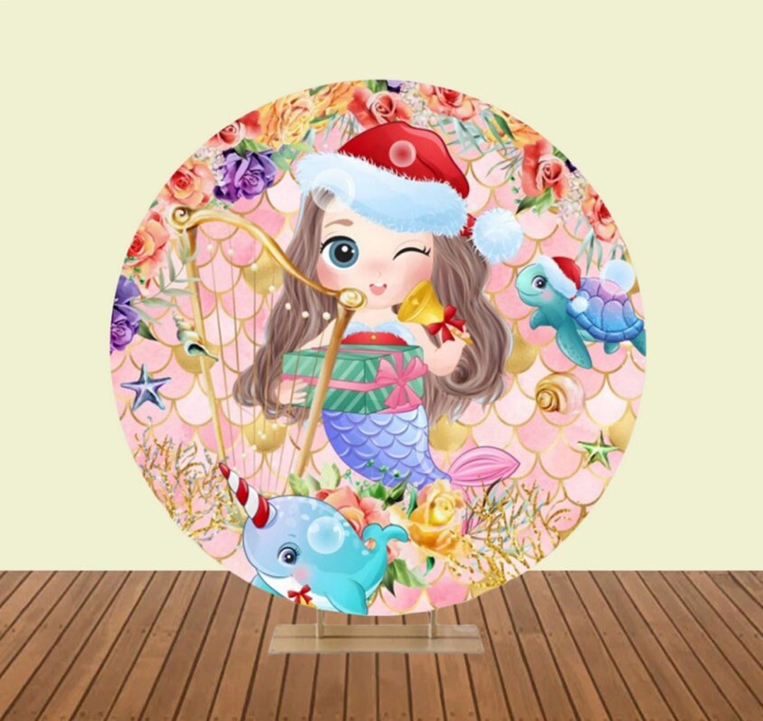 Cute Little Mermaid Round Backdrop Underwater World Photo Photography ...