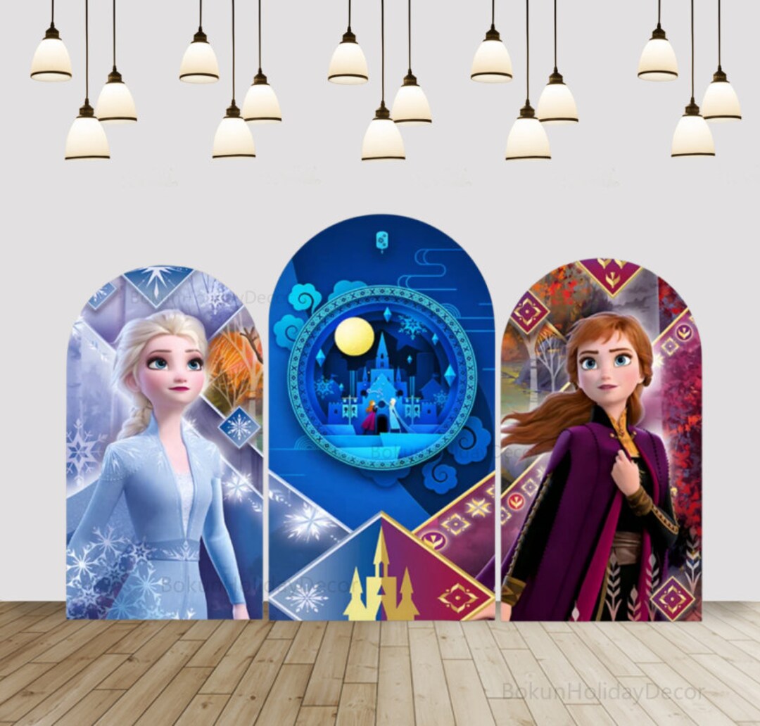 Frozen Elsa Anna Arch Backdrops Cover for Kids Cartoon Princess ...