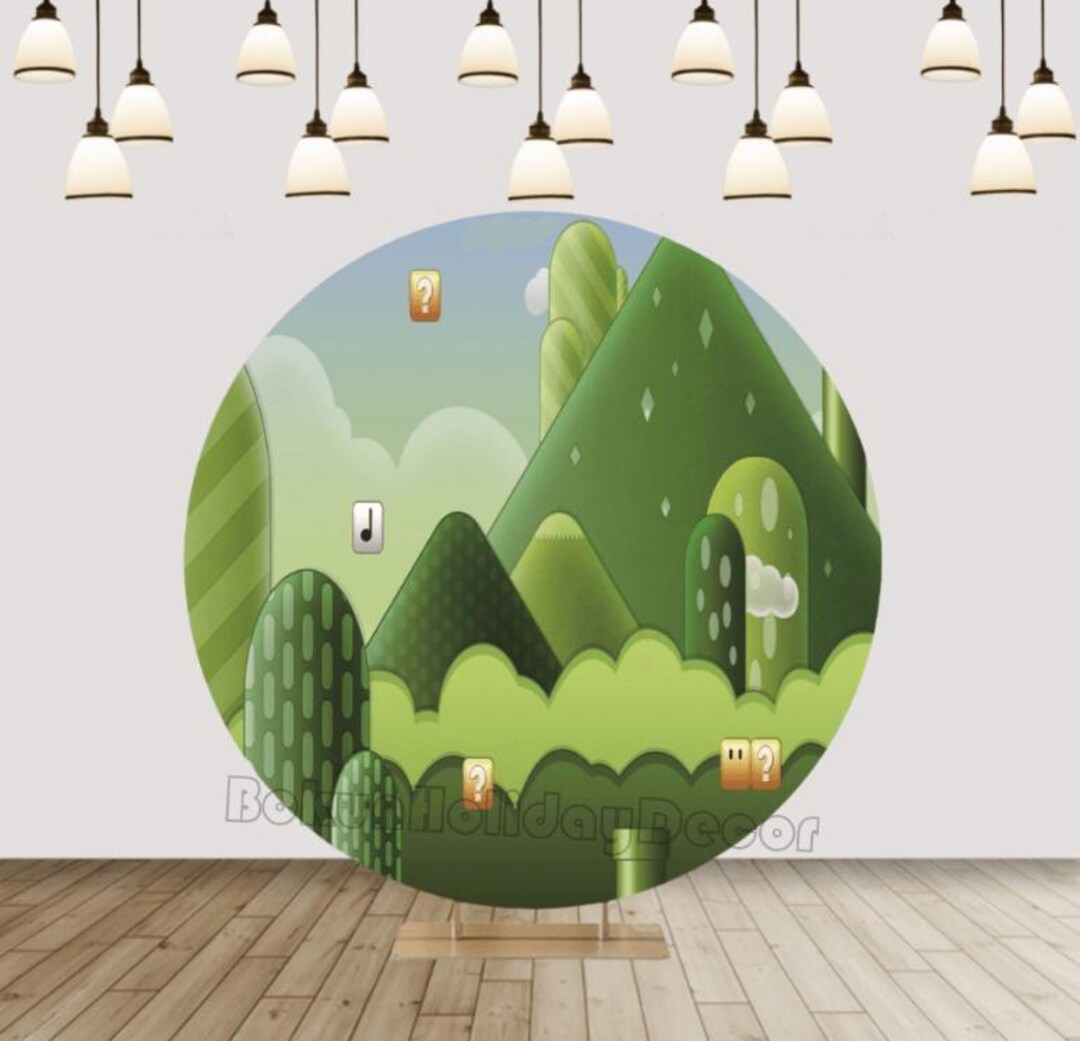 Super Mario Backdrop Cover, Green Mountain Theme Party - Etsy