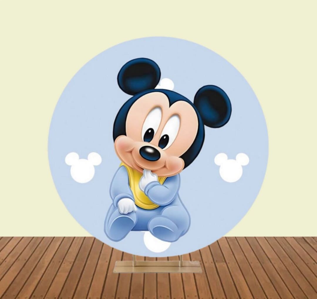Cute Mickey Mouse Round Photography Backdrop Cover for Boys Birthday ...