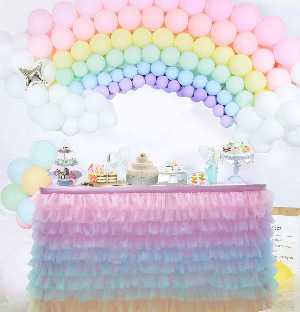Rainbow Tulle Table Skirt Colorful Table Cover Cloth Table for Baby ...