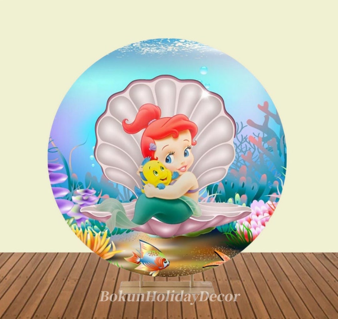 Under the Sea Little Mermaid Shell Round Backdrop Cover for Birthday ...