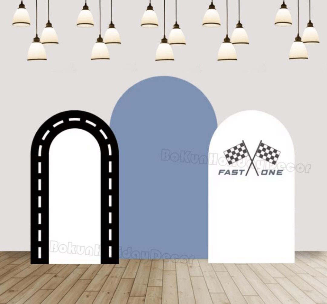 Racing Car Fast ONE Arch Backdrop Cover, Birthday Party, Baby Shower ...