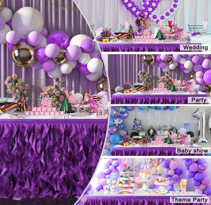 Purple Double Layer Curly Willow Tulle Table Skirting Ruffle - Etsy
