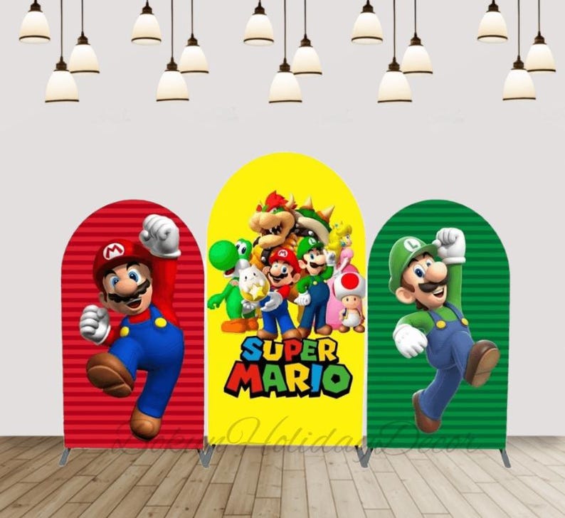 Mario Bros Birthday Arch Backdrop Cover, Party Photo Booth - Etsy