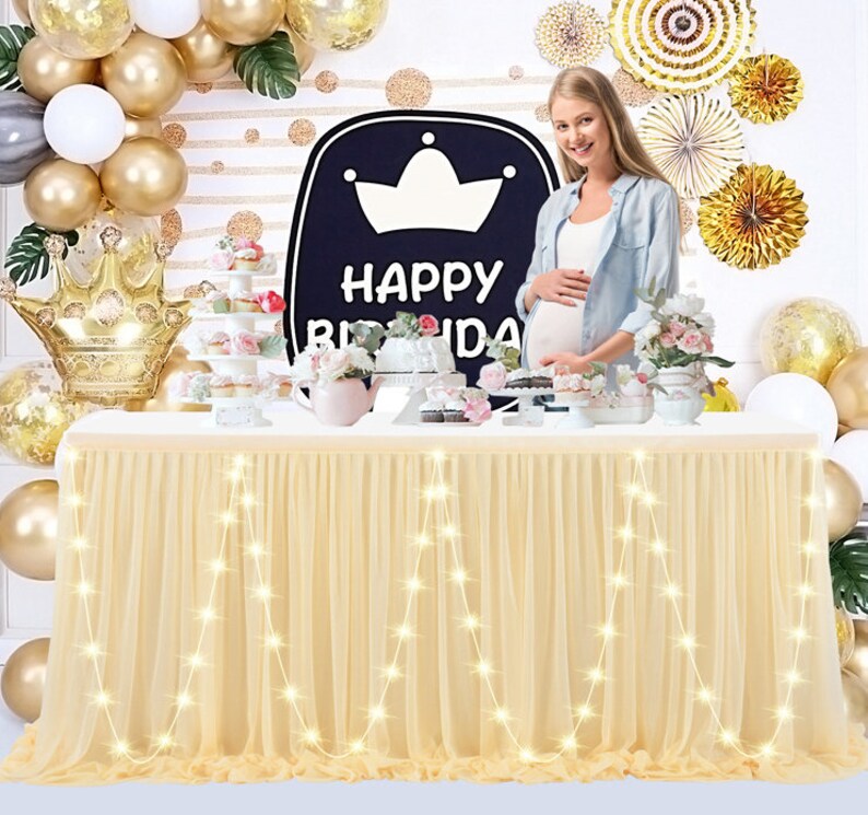 LED Light Table Skirt Birthday Party Dessert Table Tablecloth - Etsy