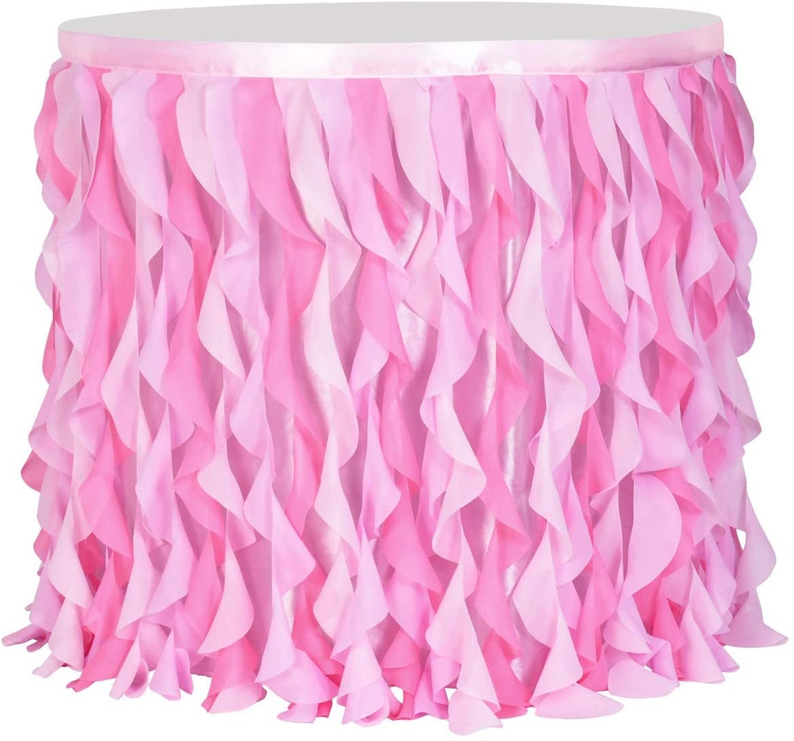 Pink Mermaid Curly Willow Table Skirting Ruffle Table Skirt | Etsy