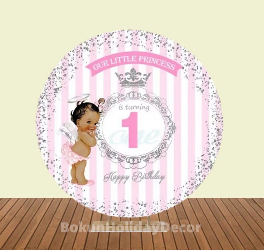 Pink Little Princess 1st Birthday Round Backdrop Polyester - Etsy