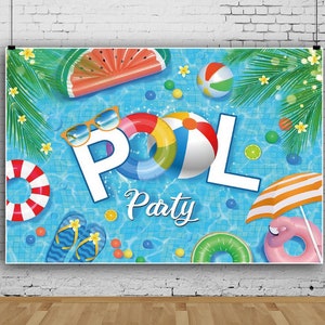 Pool Party Photography Backdrop Decor Vinyl Backdrop Poster Banner ...