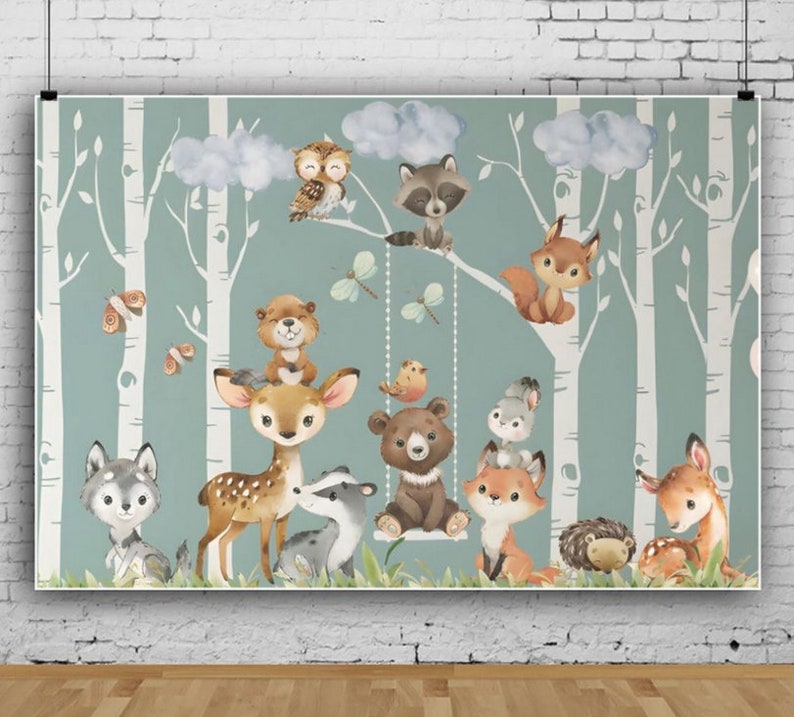 Forest Lovely Animals Photography Background Baby Shower Wild - Etsy