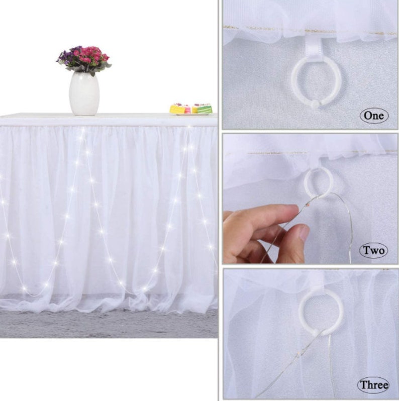 LED Tulle Table Skirt, Lighted Party Tablecloth, Wedding & Birthday ...