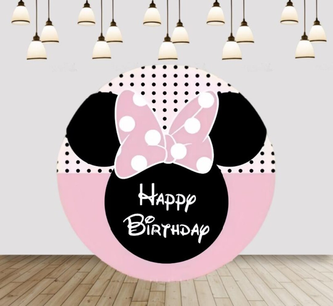 Minnie Mouse Birthday Backdrop Cover, Pink Cartoon Arch - Etsy