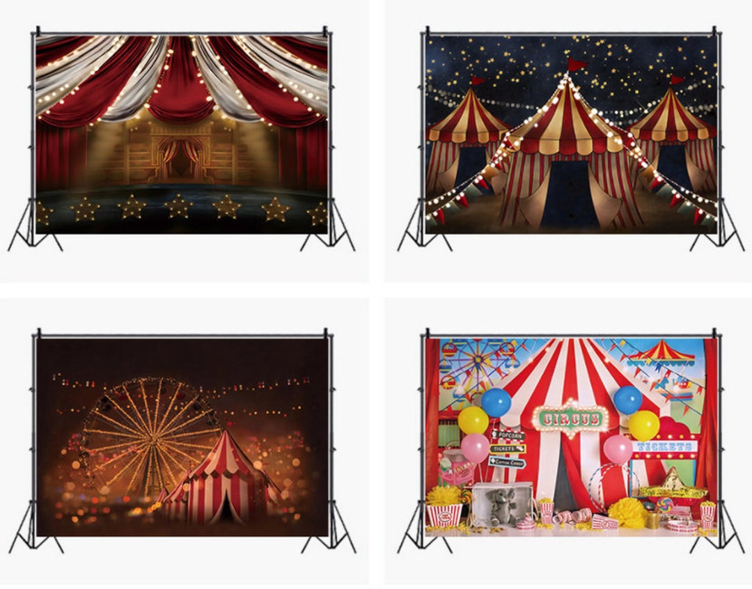 Circus Tent Stars Backdrop Birthday Backdrop Banner Red Curtain Circus ...