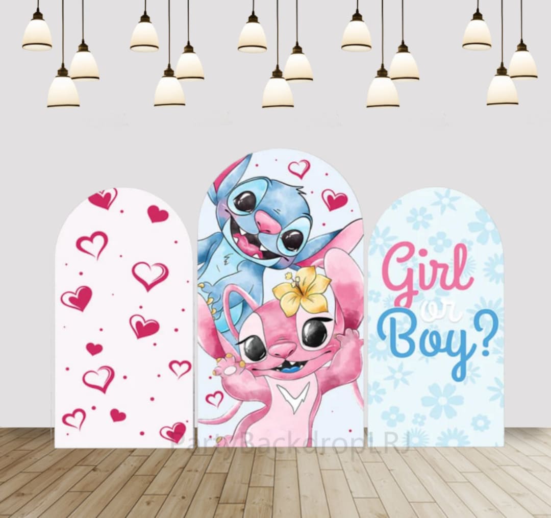 Cartoon Lilo and Stitch Arch Backdrop Cover Boy or Girl Gender Reveal ...